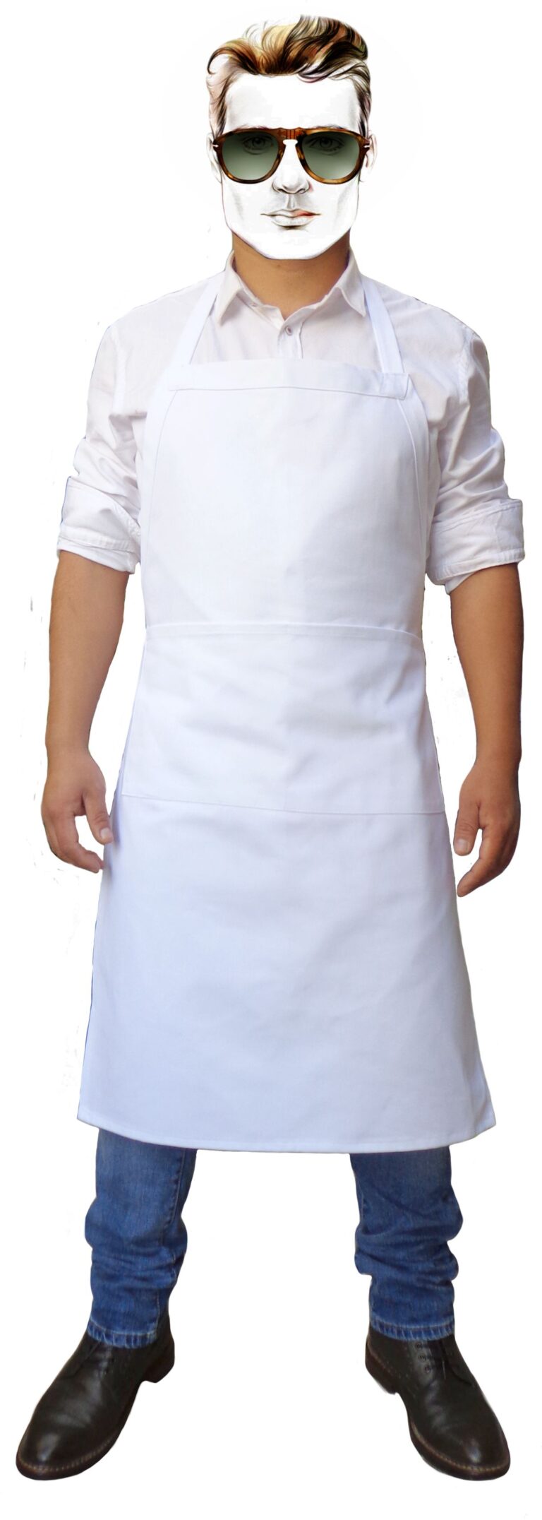Mandil Blanco Con Bolsas, Gabardina, 100% Algodón - Tienda Zarza